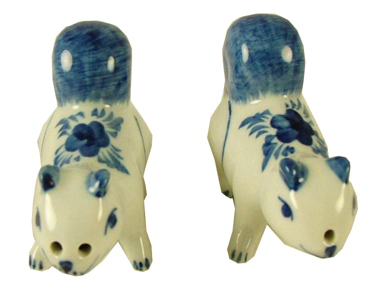 Porcelain Blue and White Squirrel Salt and Pepper Shaker