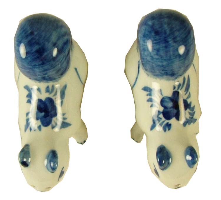 Porcelain Blue and White Squirrel Salt and Pepper Shaker