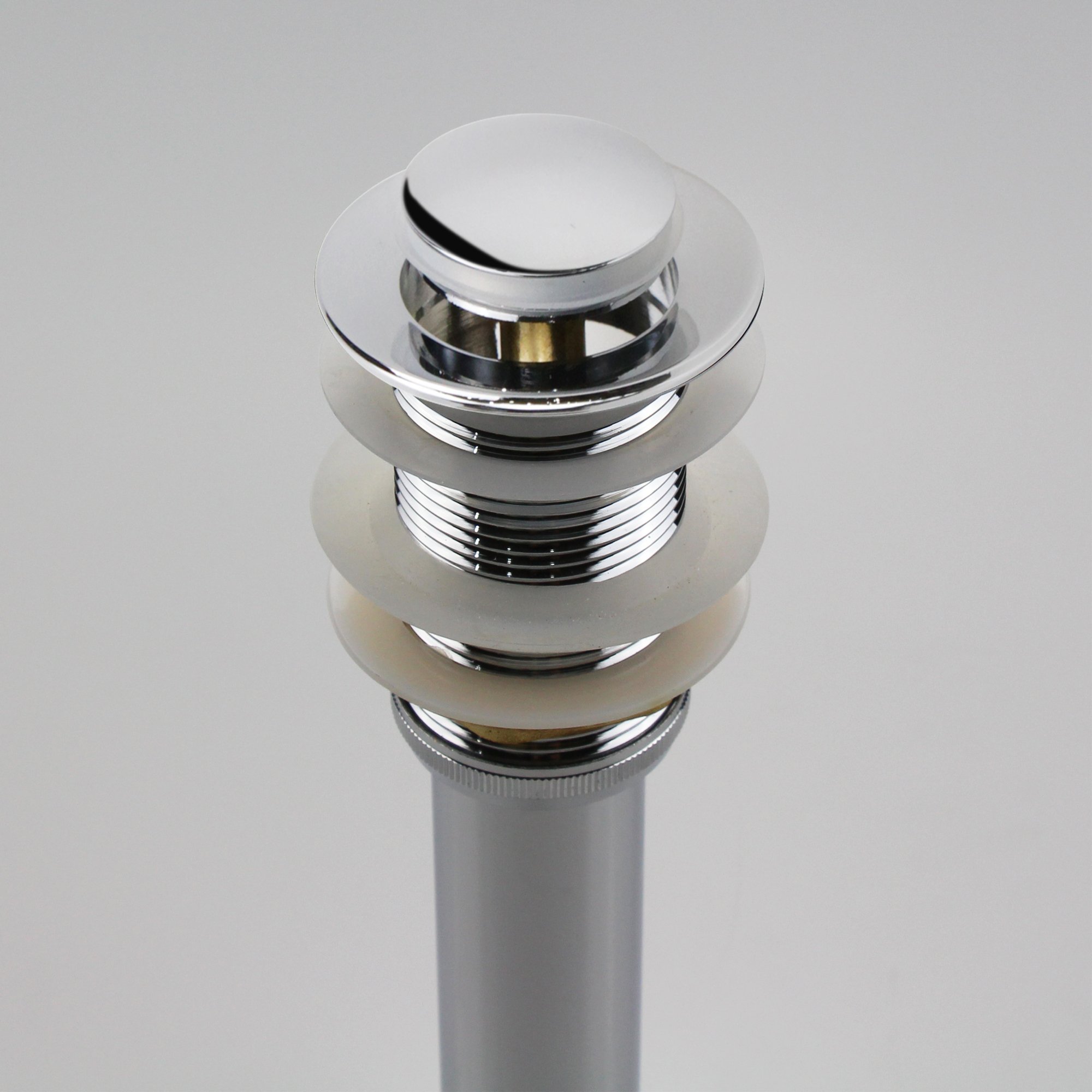 Polished Chrome Pop Up Sink Drain without Overflow, Bathroom Faucet Vessel Vanity Sink Drain Stopper