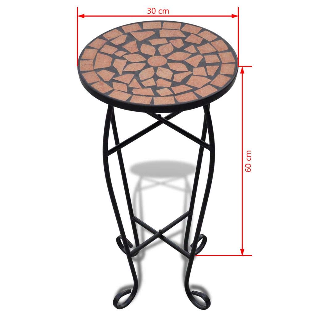 FAMIROSA Mosaic Side Table Plant Table Terracotta