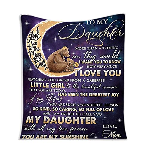 WOLMAZEN Blanket Daughter Gifts from Mom, Gift for Daughter, Bear Blanket Cute Funny Bear Animal Throw Blanket for Couch and Bed, Birthday Gifts