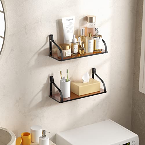 Acrylic Floating Shelves,15.7"Floating Shelves Wall Mounted Set of 2, Sturdy Thickness 10mm(0.4inch) Acrylic Shelves for Bedroom, Bathroom, Living Room, Kitchen, Laundry Room Storage & Decoration