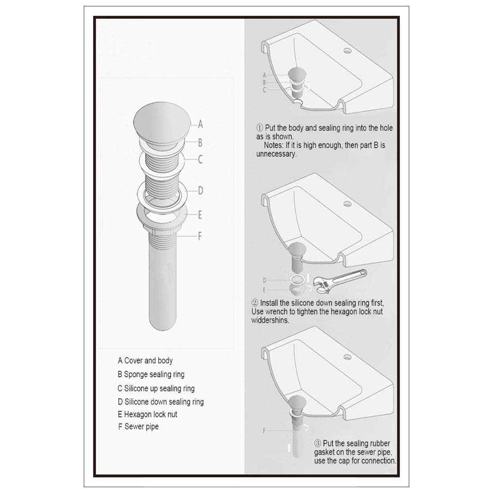 Wovier Bathroom Faucet Vessel Vanity Sink Pop Up Drain Stopper Without Overflow,Brushed Nickel