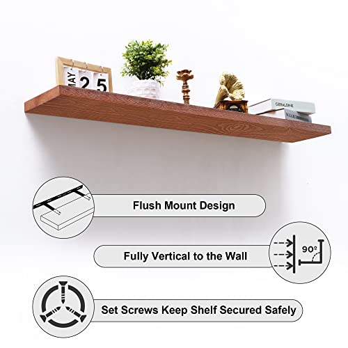 Axeman Floating Shelves, Long Wall Shelves 48 Inch, Rustic Wooden Shelves for Wall, Floating Wall Shelves for Living Room Bedroom Office Honey