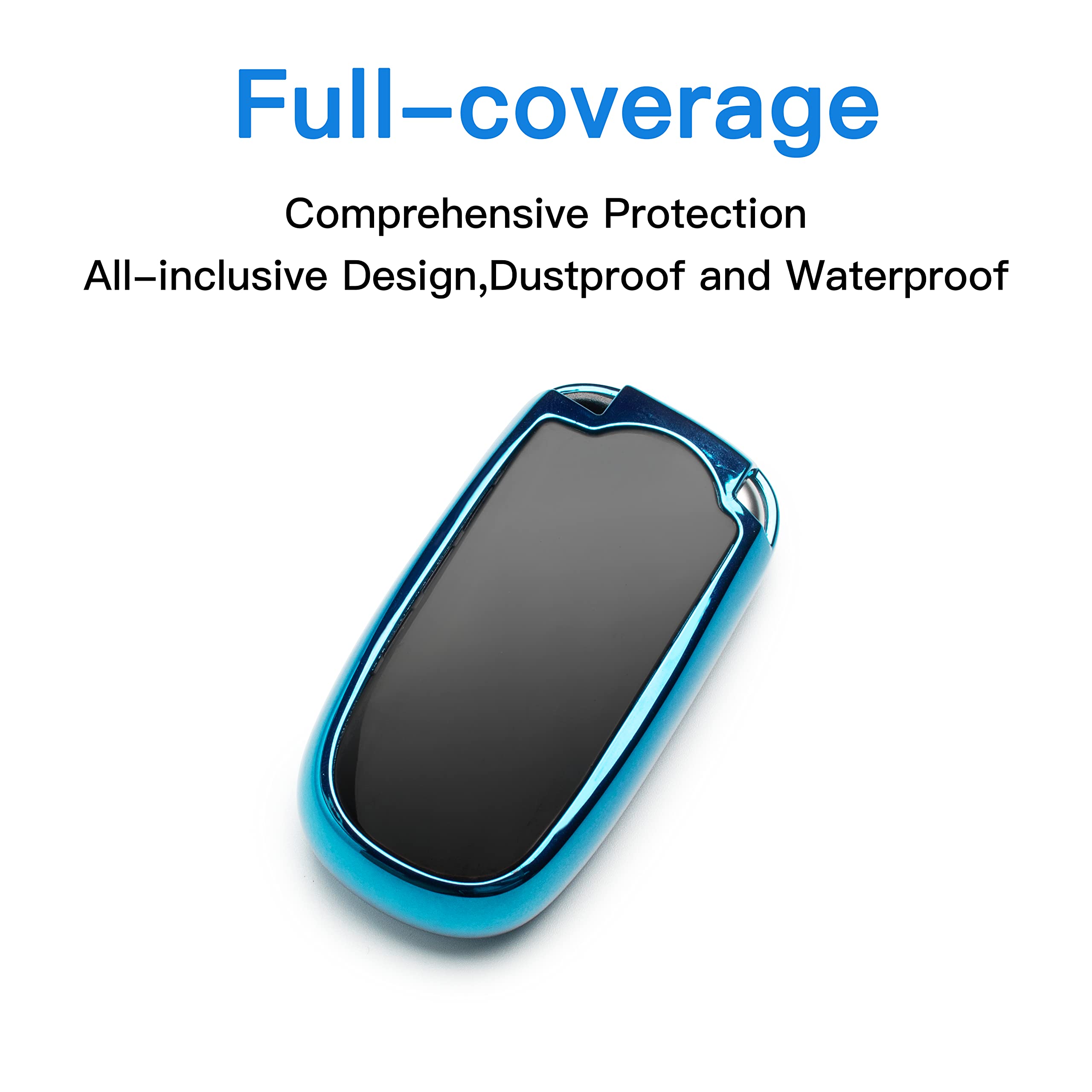 KPPOWER for Dodge Key Fob Cover,Key Fob Case for Dodge Charger Challenger Dart Journey Durango Grand Caravan Smart Premium Soft TPU Dodge Key Case Cover 3/4/5 Button(Blue)