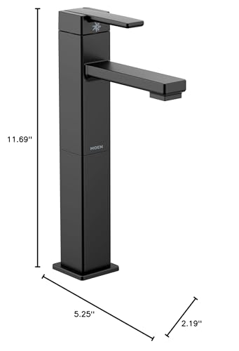 Moen 90 Degree Matte Black One-Handle Single Hole Vessel Sink Modern Bathroom Faucet, S6712BL