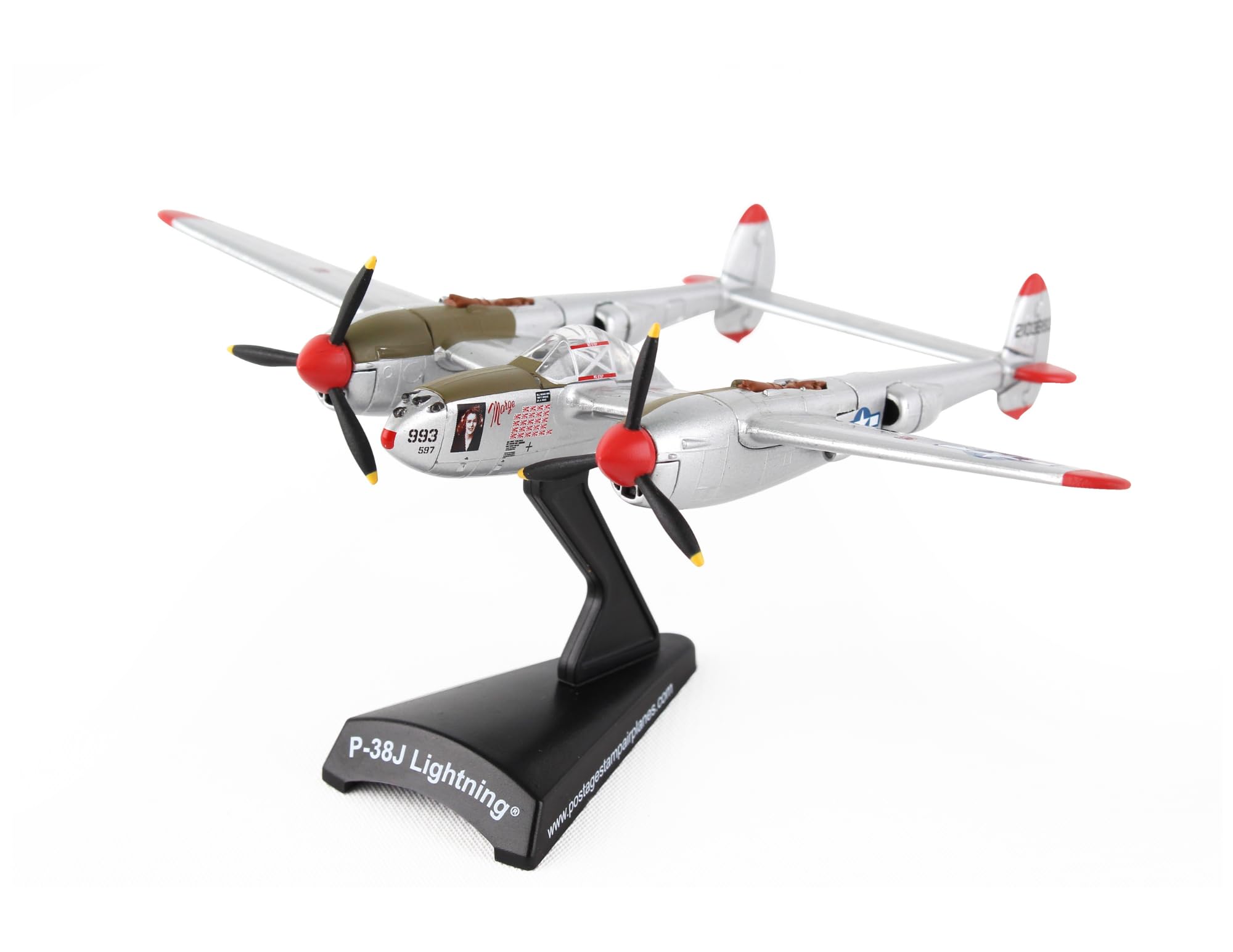 Daron Worldwide Trading Postage Stamp P-38J Lightning Marge 1/115 Dick Bong Airplane Model