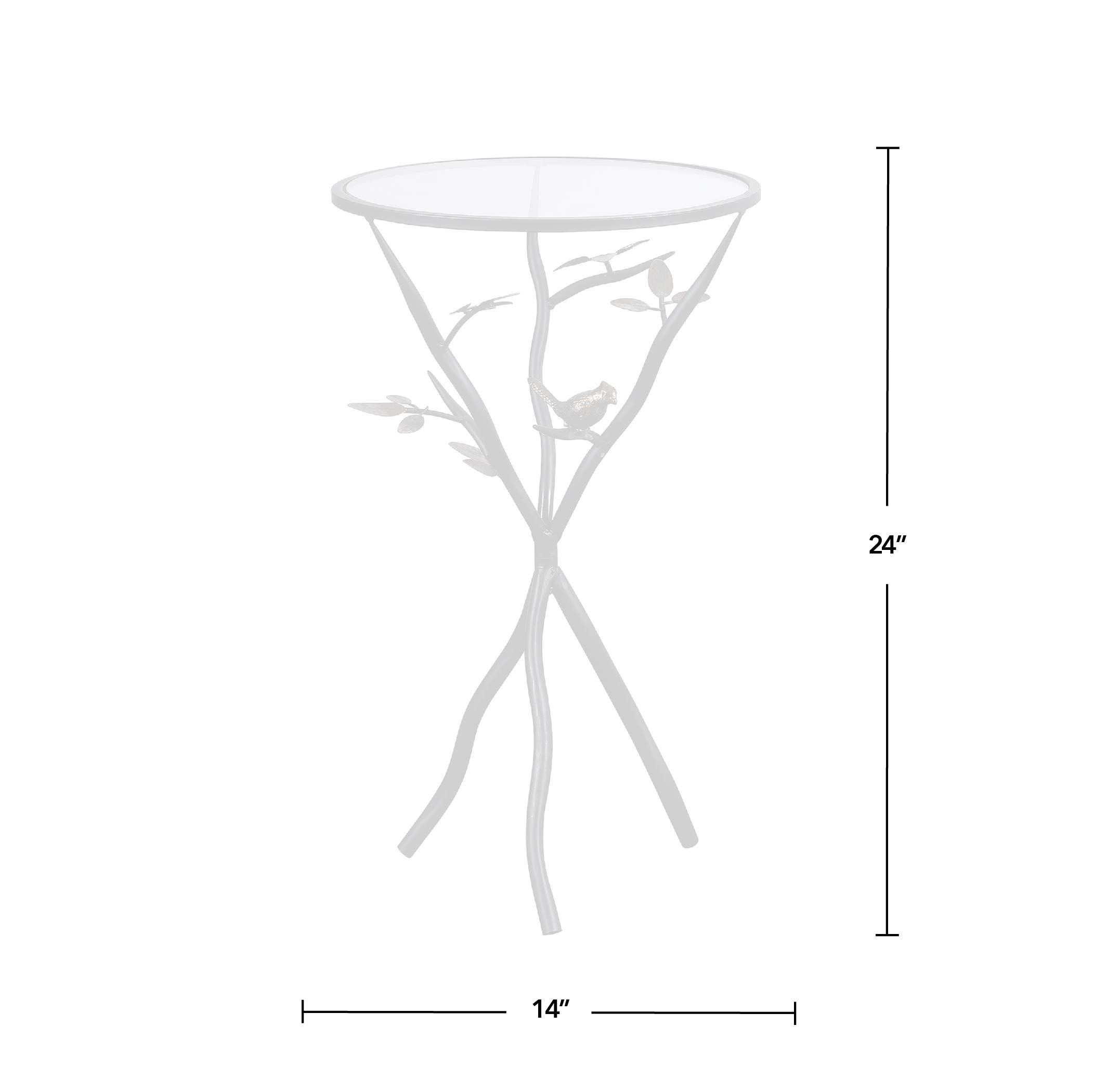 FirsTime & Co. Aged Bronze Bird and Branches Tripod Side Glass Tabletop Accent Table, 24" H x 14" W x 14" D, Bronze