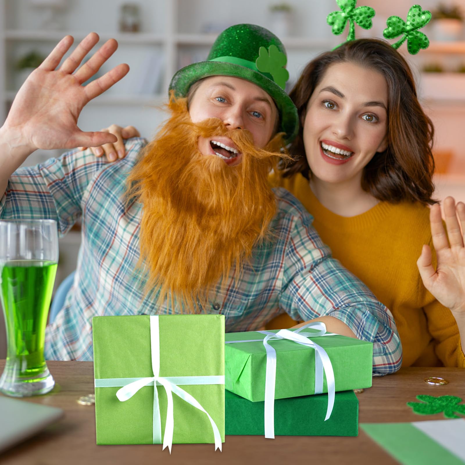 PLULON 60 Sheets Saint Patrick's Day Green Tissue Paper, Gift Wrapping Paper for DIY Gift Wrapping Birthday Wedding Holiday Paper Flower(Green)