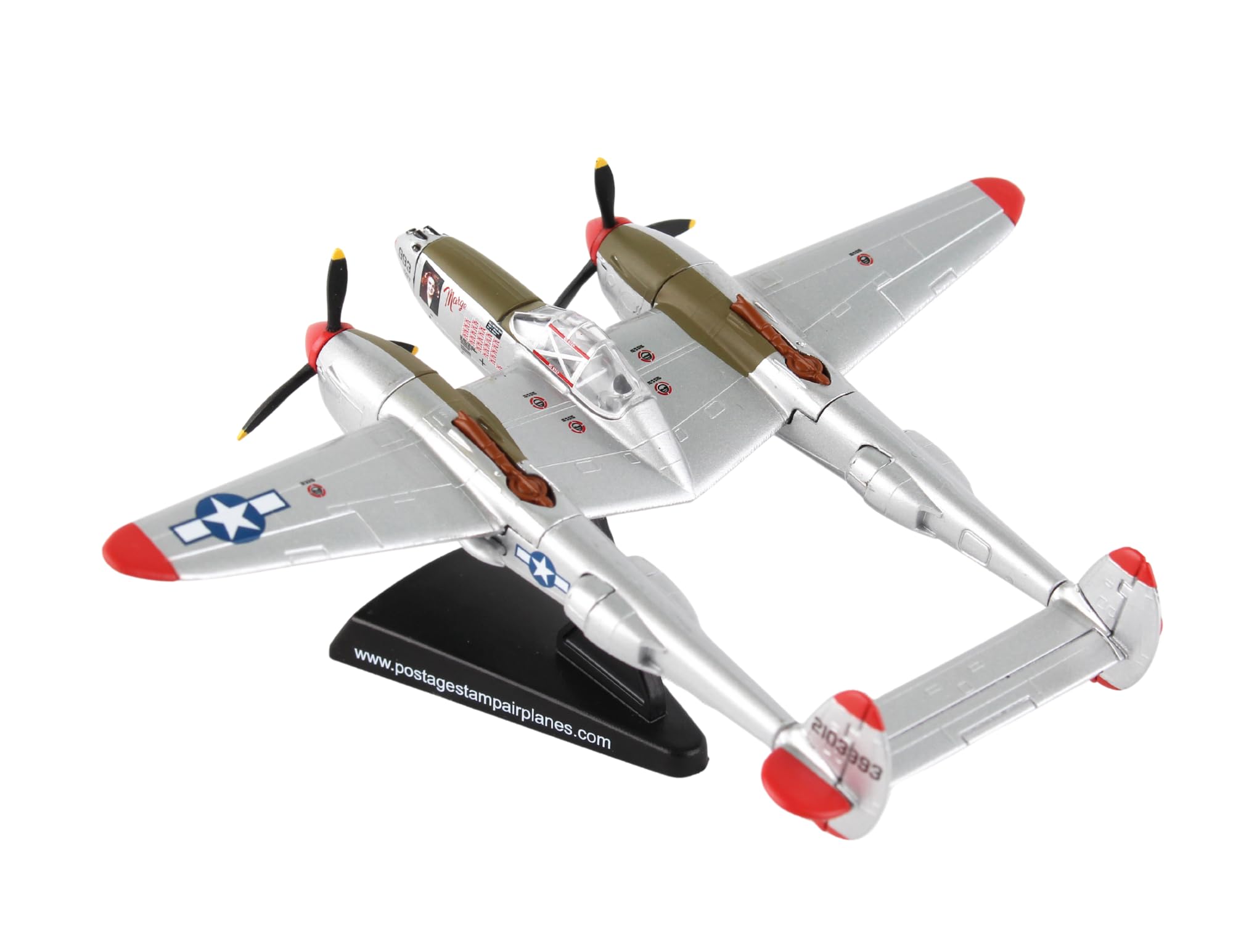 Daron Worldwide Trading Postage Stamp P-38J Lightning Marge 1/115 Dick Bong Airplane Model