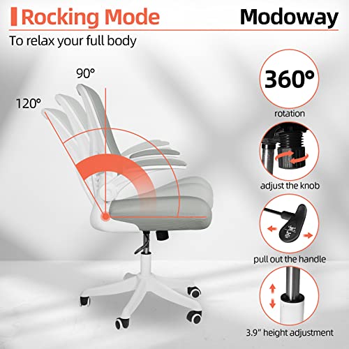 Modoway Desk Chairs with Wheels and Arms Ergonomic Mesh Office Chair with 300LBS Capacity (Grey-1Unit)