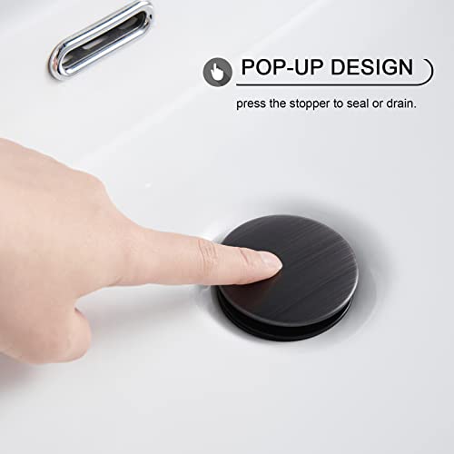 Bathroom Sink Drain, Pop Up Drain Stopper with Overflow, Lavatory Vanity Vessel Sink Drain Assembly, Oil Rubbed Bronze