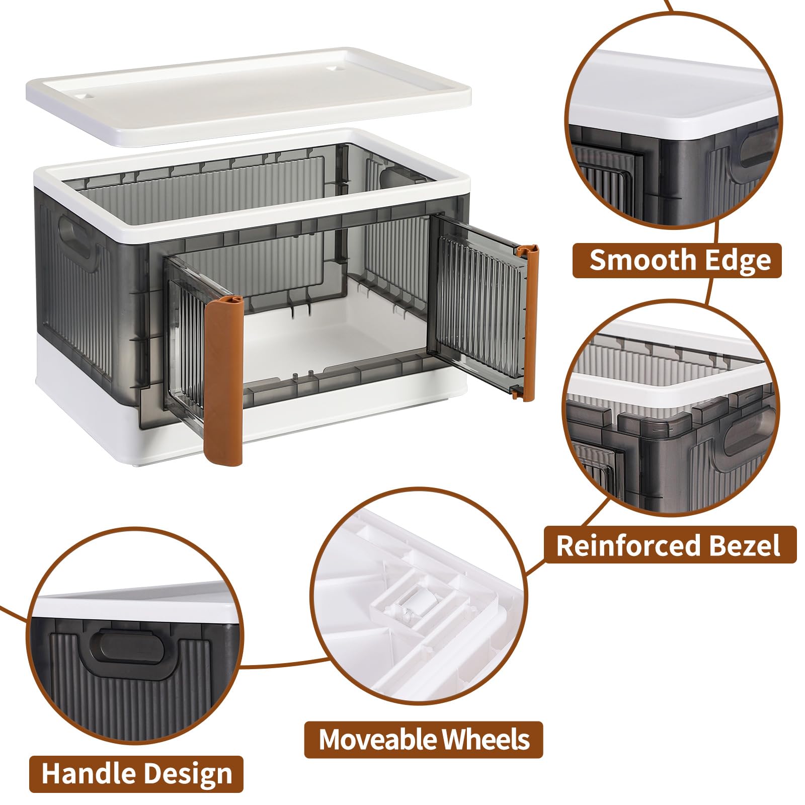 HAIXIN Plastic Storage Containers, Stackable Closet Organizers and Storage, Folding Bookshelf for Bedroom, 8.4 Gal Collapsible Laundry Organizer, 4 Pack