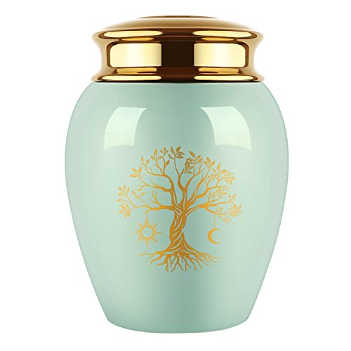 DGDCDV Human Ashes Keepsakes Urn 24 Cubic Inches, Small Ceramic Urns for Human Ashes, Tree of Life Cremation Urn, Urns for Sharing Adult Ashes, Pet Cat and Dog Urn, Adult Funeral Urn