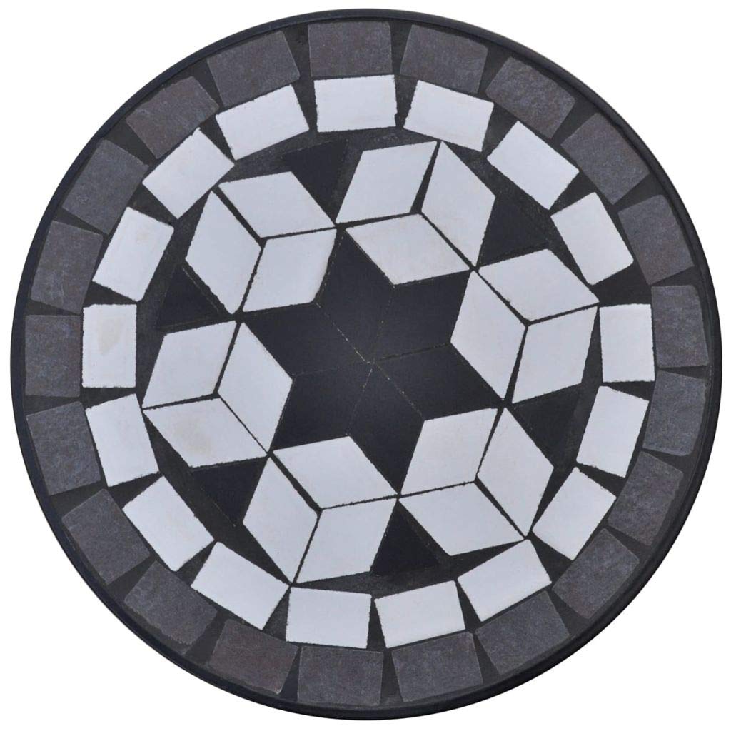 FAMIROSA Mosaic Side Table Plant Table Black White