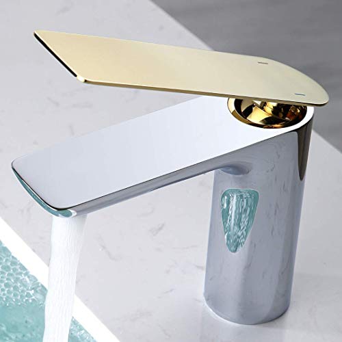Bathroom Faucet Gold & Chrome | Bathroom Sink, 1 Hole, Single Handle, Noble Faucet La Vie Luxury