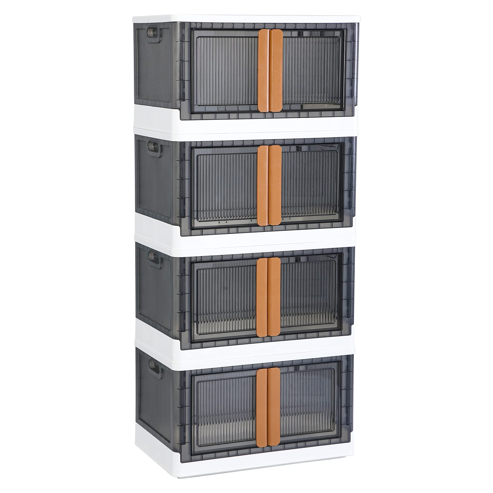HAIXIN Plastic Storage Containers, Stackable Closet Organizers and Storage, Folding Bookshelf for Bedroom, 8.4 Gal Collapsible Laundry Organizer, 4 Pack