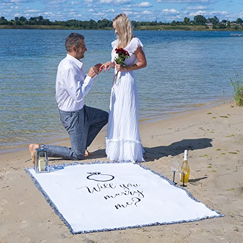 Will You Marry Me Woven Blanket Throw Soft Fleece - Proposal Decoration Tapestry Blanket - Engagement Photo Shoot Marry Me Blanket - 51x71 inches