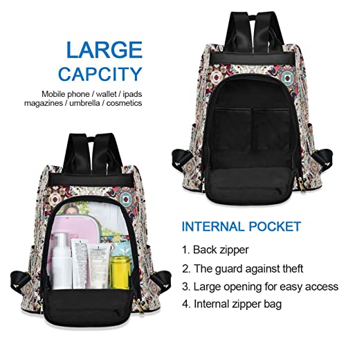 Mcyhzjd Backpack Purse, Mandala Boho Chic Anti-theft Casual College School Ladies Fashion Shoulder Bag