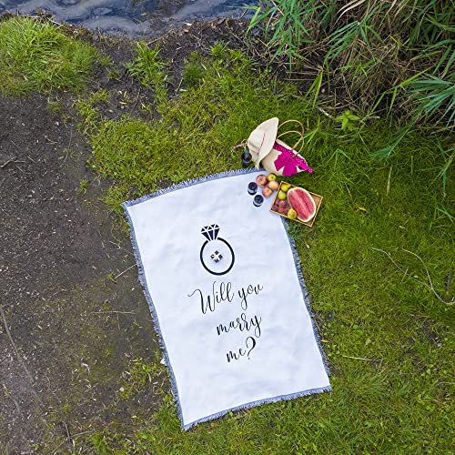 Will You Marry Me Woven Blanket Throw Soft Fleece - Proposal Decoration Tapestry Blanket - Engagement Photo Shoot Marry Me Blanket - 51x71 inches