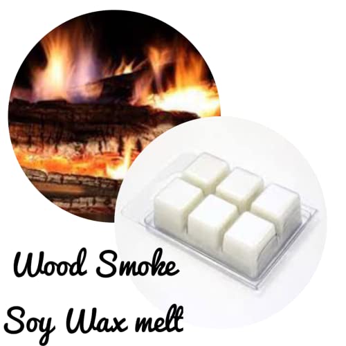 Soy Wax Melt- Wood Smoke- Super Fragrant- Multiple Scents Available- Free Surprise Wax Melt Sample with Order - One Bar Six Cubes-Hand Poured - Dye Free (Wood Smoke)