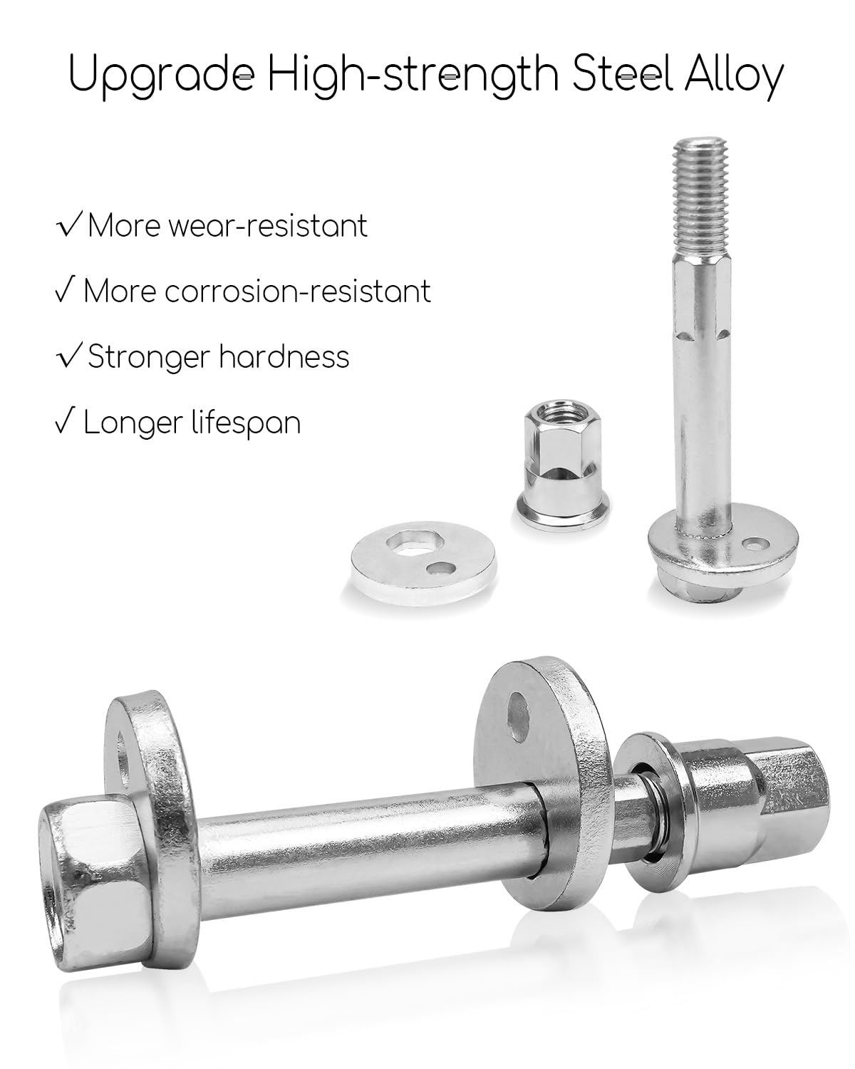 2Pcs Rear Toe Link Alignment Bolts Fit for Jeep Patriot Compass Grand Cherokee Dodge Journey Chryslr 200 Sebring, High Strength Steel Camber Bolt Kit Replace 6508486AA 06508486AA
