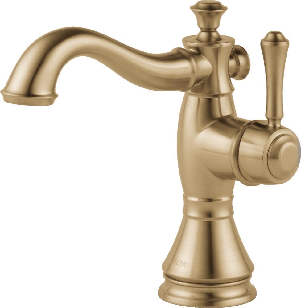 Delta Faucet Cassidy Pull Down Bathroom Faucet, Bathroom Pull Out Faucet, Gold Single Hole Bathroom Faucet with Pull Down, Bathroom Sink Faucet with Magnetic Docking, Champagne Bronze 597-CZPD-DST