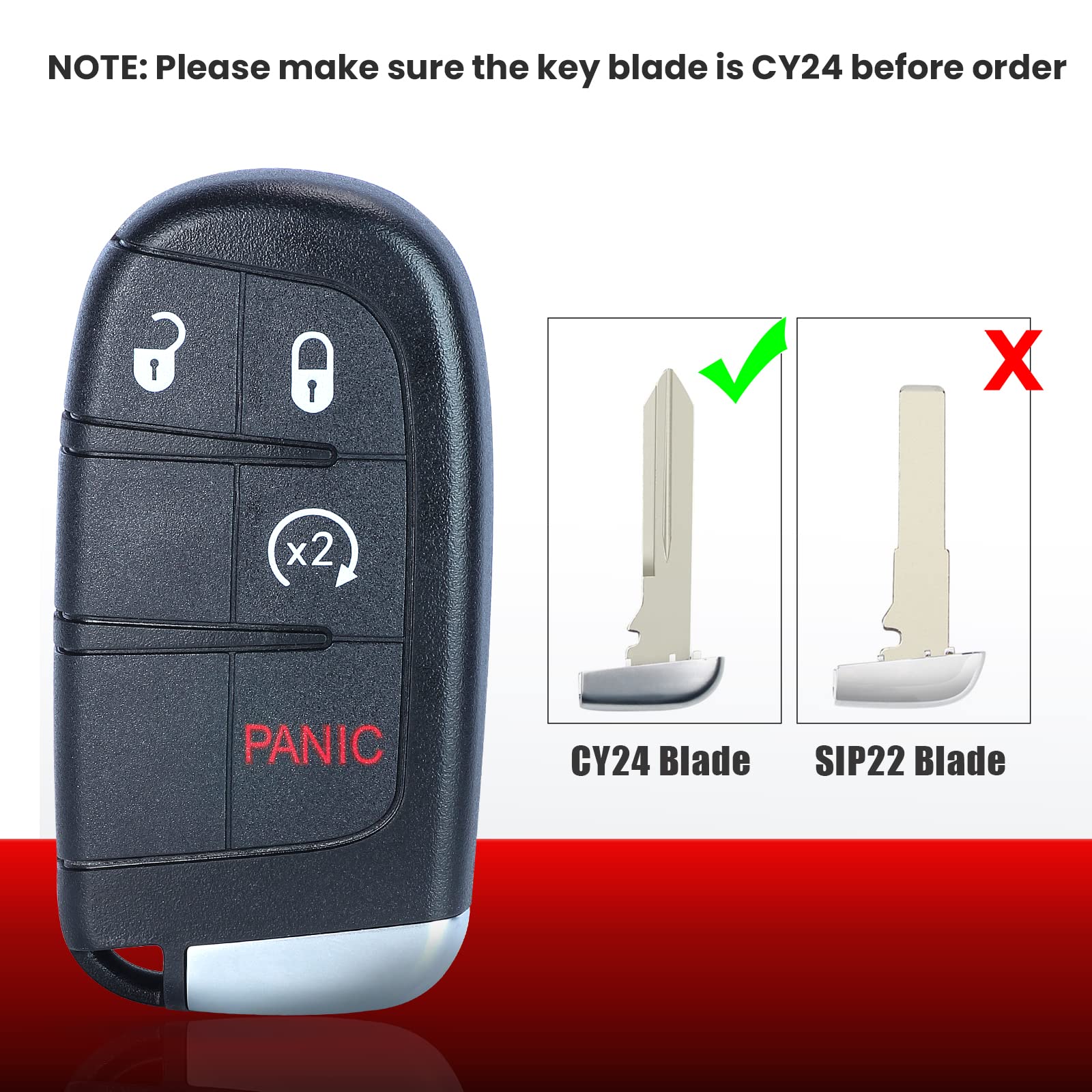 Aichiyu Keyless Entry Smart Remote Car Key Fob M3N-40821302 for Dodge Journey 2011 2012 2013 2014 2015 2016 2017 2018 2019 2020 Durango 2014-2022 4 Buttons 433Mhz ID46 Chip 68066350