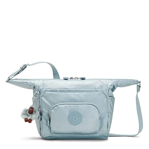 Kipling Womens Women's Erica Small Bag, Jetset Traveller, Small Handbag, Polyester Crossbody Bag, Pearl Teal Metallic, 10.5 L x 7.25 H 5.75 D US