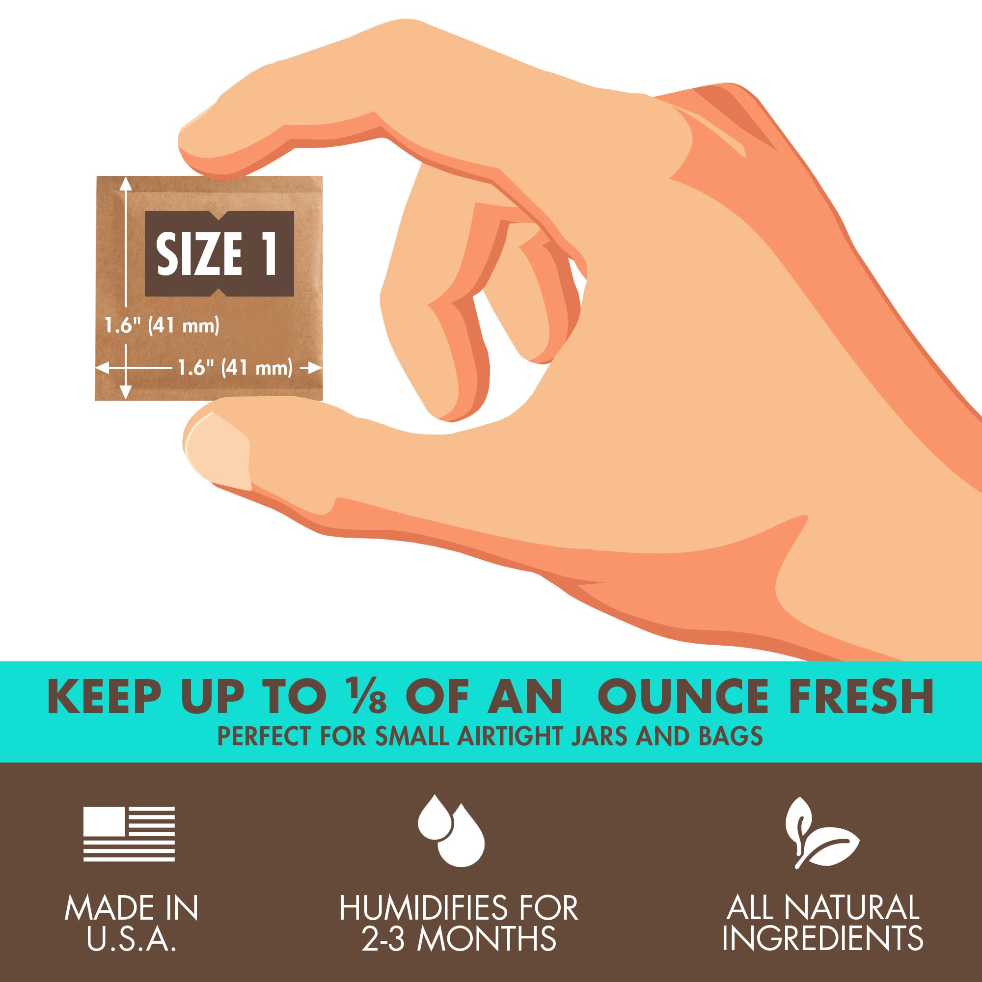 Boveda 62% Storage Humidifier Packets - 2 Way Humidity Control Packs- Size 1-20 Count Resealable Bag - Storage Container Accessories - Bulk Humidity Packs - Relative Humidity Packs - Packet