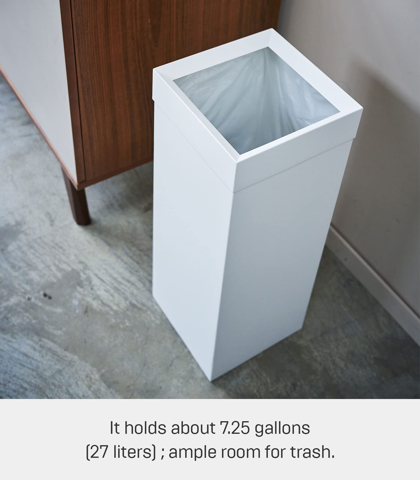 YAMAZAKI home 4488 Tall Trash Can-Modern Garbage Waste Basket with Handle, One Size, White