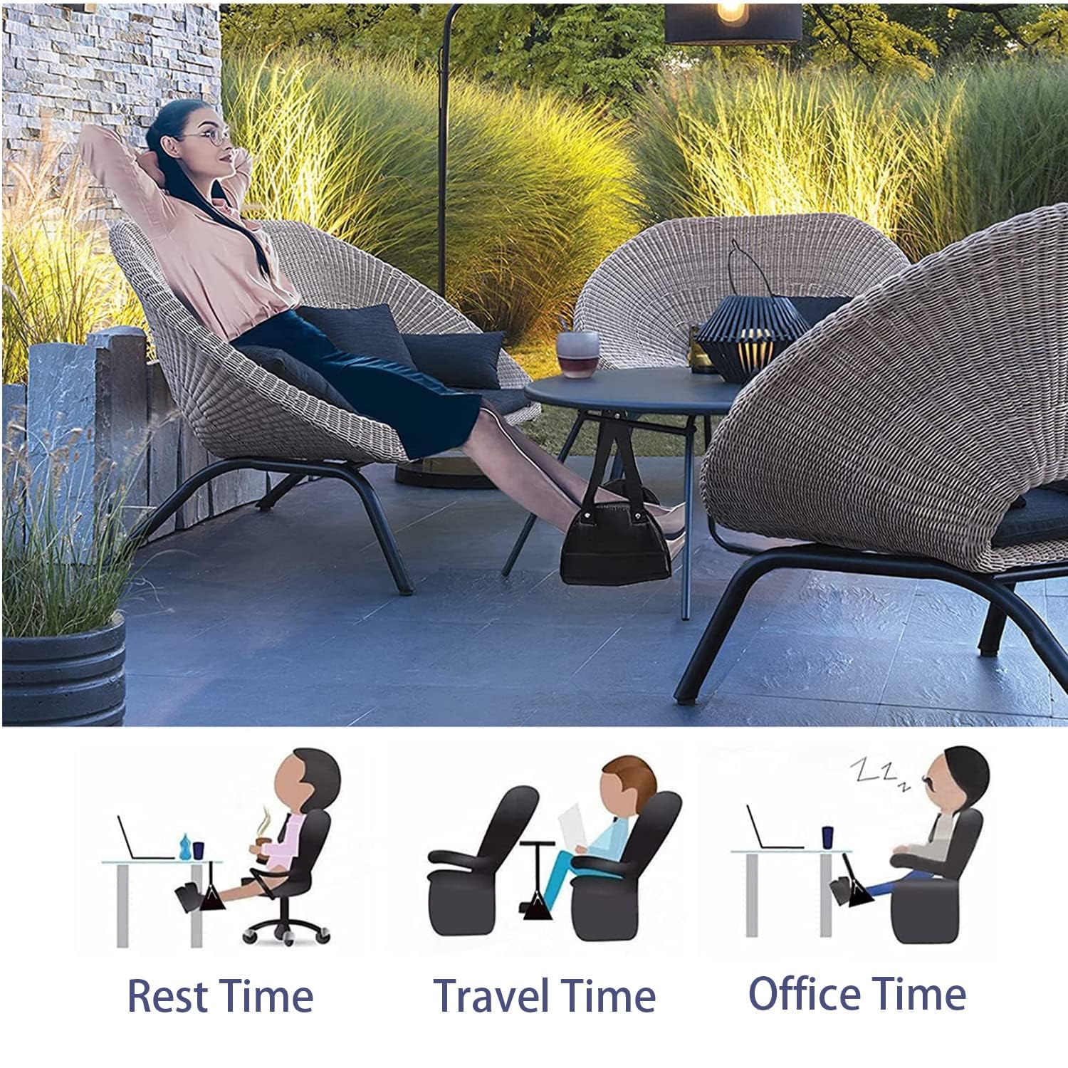 Foot Rest,Airplane Footrest Made with Premium Foam,Head Hammock Portable Travel Footrest Flight Carry-On Foot Rest Adjustable Height Foot Rest Travel Accessories Footrests Hammock,Black