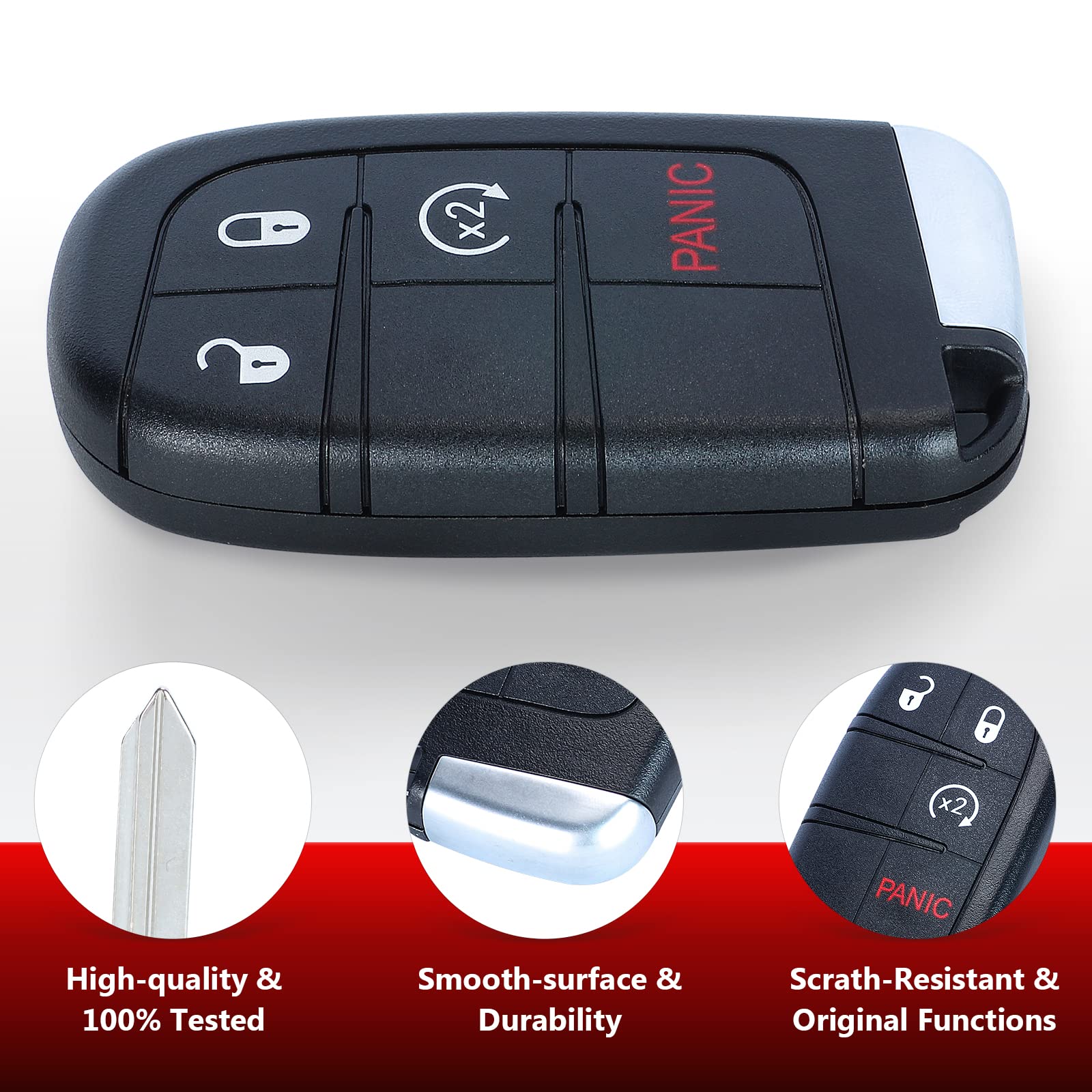 Aichiyu Keyless Entry Smart Remote Car Key Fob M3N-40821302 for Dodge Journey 2011 2012 2013 2014 2015 2016 2017 2018 2019 2020 Durango 2014-2022 4 Buttons 433Mhz ID46 Chip 68066350