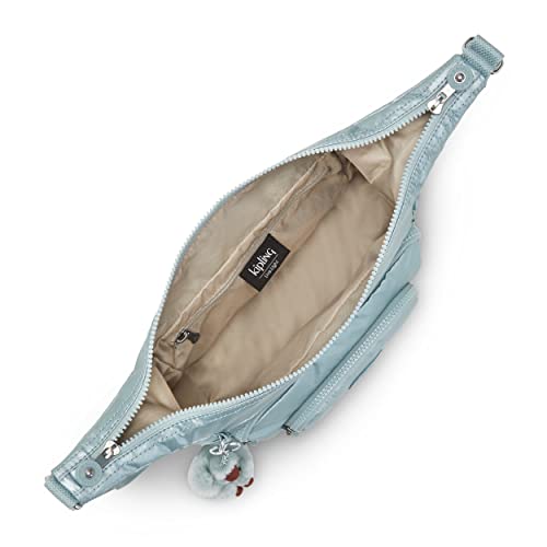 Kipling Womens Women's Erica Small Bag, Jetset Traveller, Small Handbag, Polyester Crossbody Bag, Pearl Teal Metallic, 10.5 L x 7.25 H 5.75 D US
