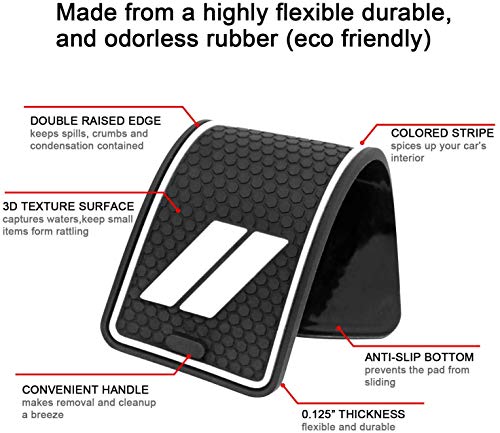 SENSHINE for Dodge Journey Accessories 2022 2021 2020 2019 2018 2011-2021 Non-Slip Anti Dust Cup Holder Insert Center Console Liner Trim Door Packet Mats Custom Interior 5PC (White Trim,Glow in Dark)