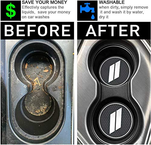 SENSHINE for Dodge Journey Accessories 2022 2021 2020 2019 2018 2011-2021 Non-Slip Anti Dust Cup Holder Insert Center Console Liner Trim Door Packet Mats Custom Interior 5PC (White Trim,Glow in Dark)