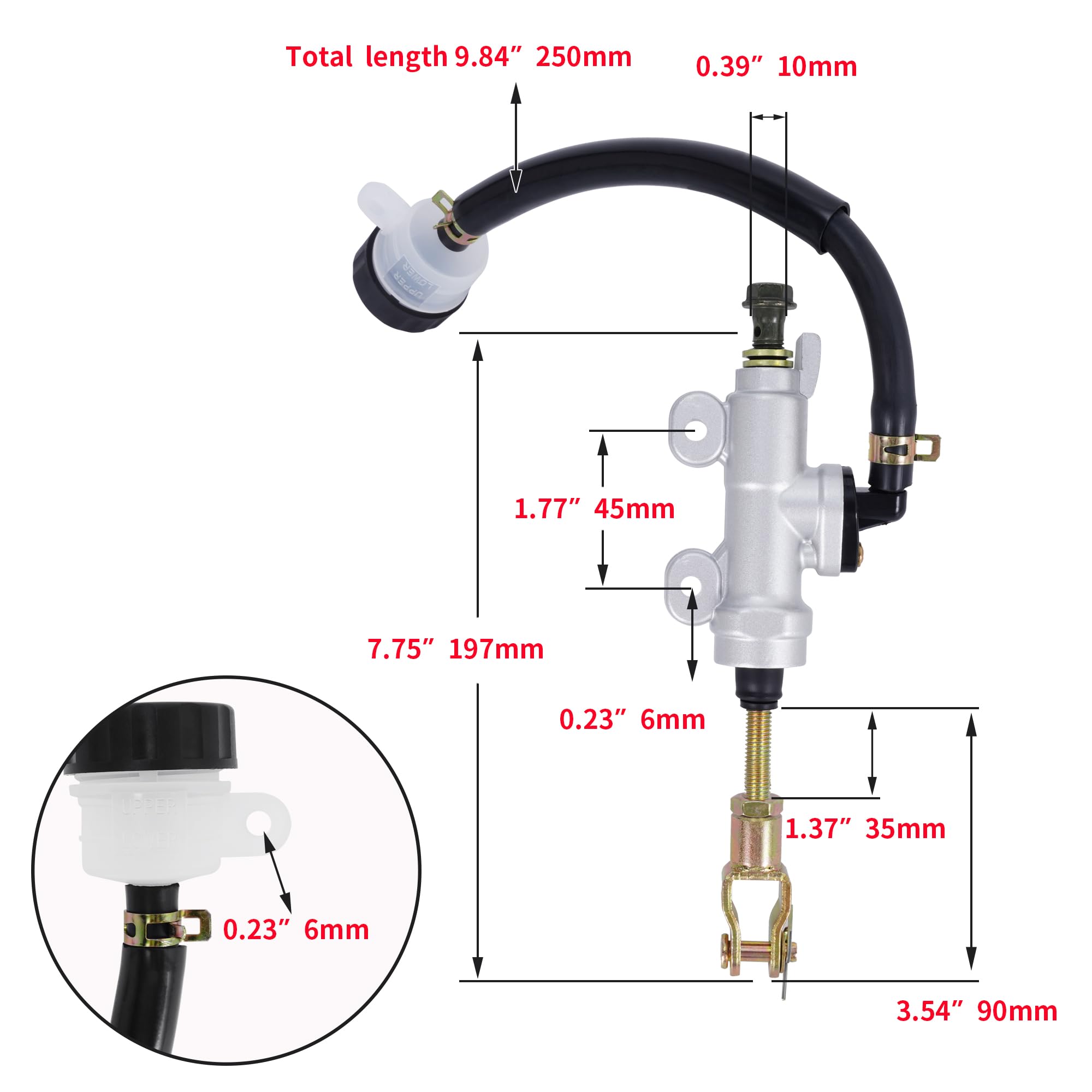 Rear Brake Master Cylinder For Yerf Dog 3206 4206 3209 Spiderbox Gx150 150cc ATC-250R Chinese 70cc 90cc 110cc 125cc Dirt Bike Go Kart