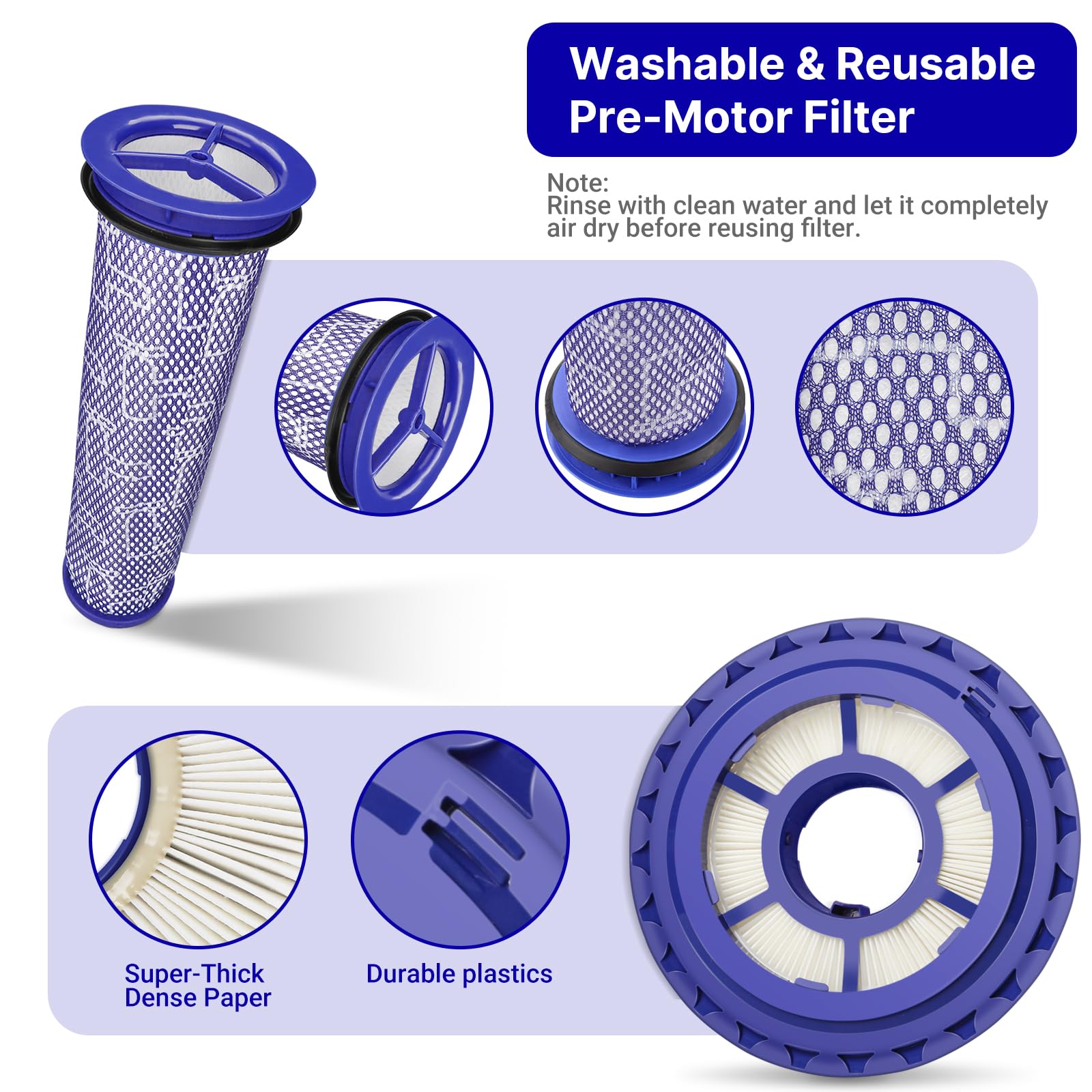 Lemige 2 Pack Post Filters & 2 Pack Pre Filters Replacement for Dyson DC41 DC65 DC66 UP13 UP20 Animal, Multi Floor and Ball Vacuums, Compare to Part #920769-01&920640-01