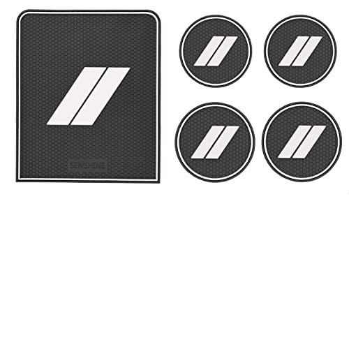 SENSHINE for Dodge Journey Accessories 2022 2021 2020 2019 2018 2011-2021 Non-Slip Anti Dust Cup Holder Insert Center Console Liner Trim Door Packet Mats Custom Interior 5PC (White Trim,Glow in Dark)