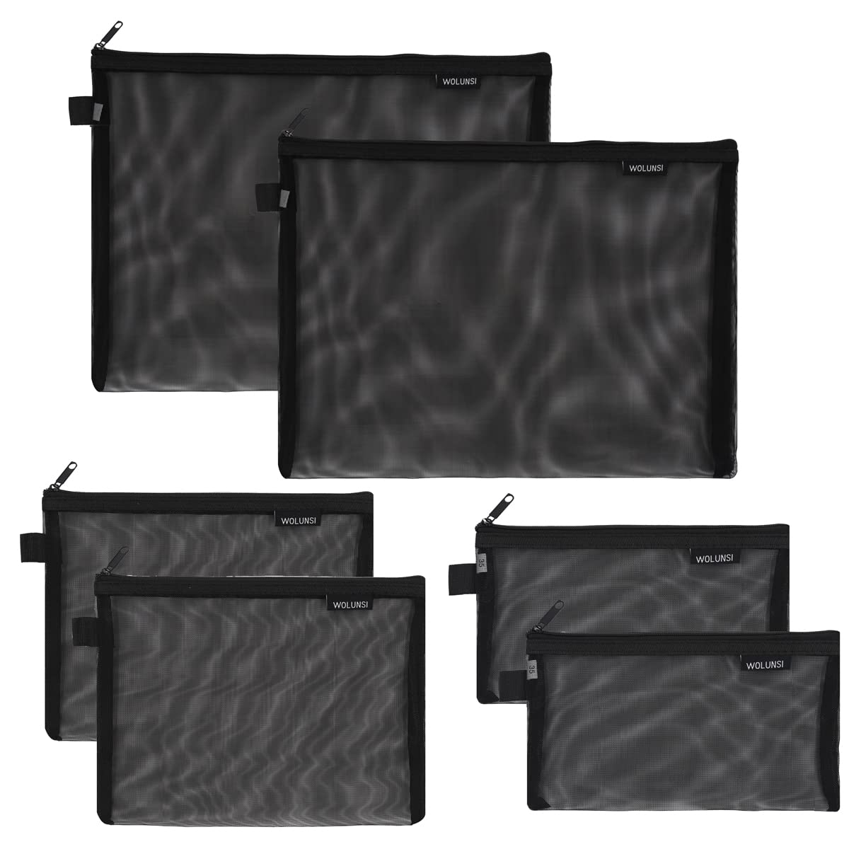 WOLUNSI Zipper Pouch A4 A5 A6 Size Mesh Zipper Bags Clear Zipper Pouch Small Organizer Bag Zipper Folder Bag Cosmetic Bags Travel Storage Bags
