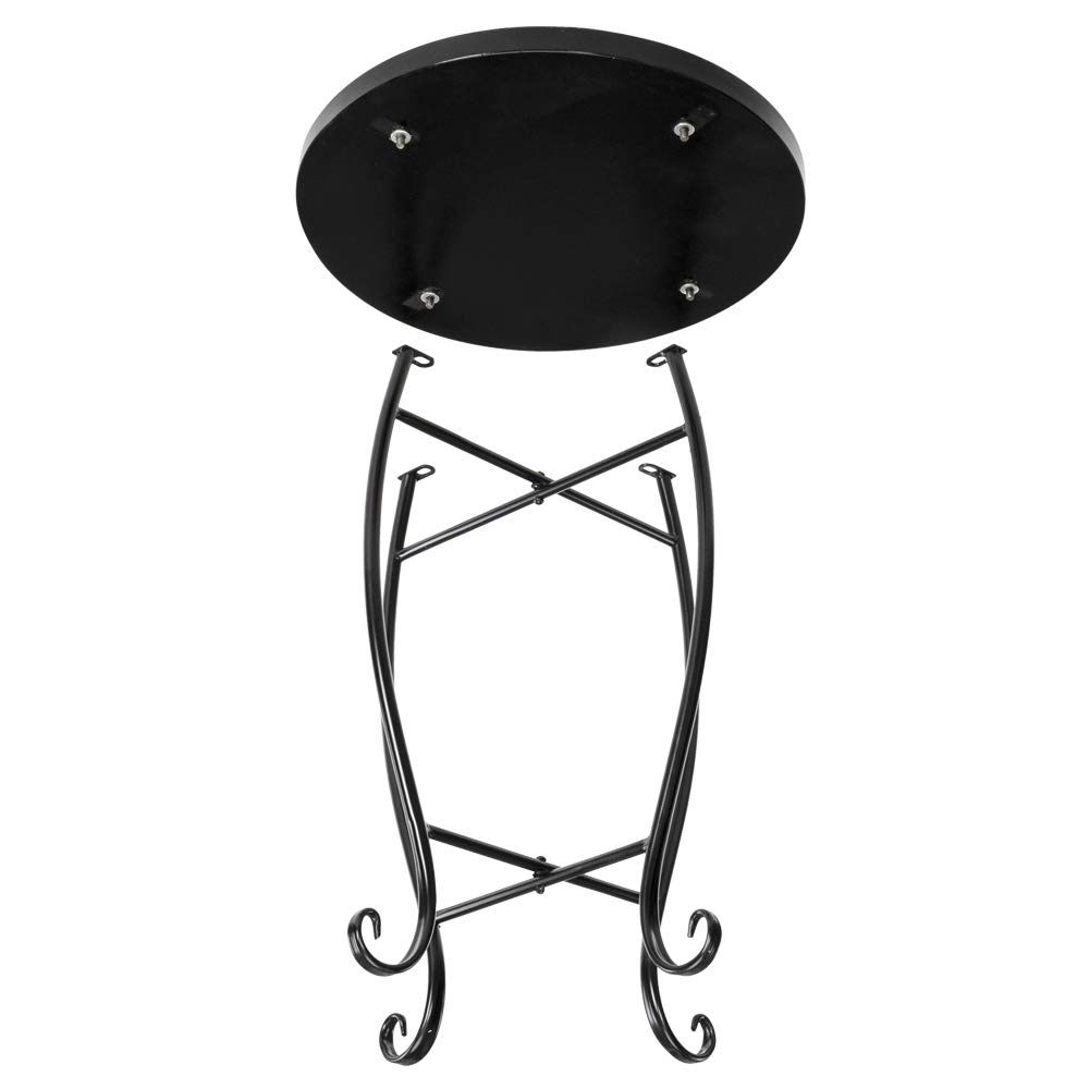 SSLine Outdoor Mosaic Side Table Elegant Round Accent Table with Colorful Glass Top&Metal Frame Patio Deck Sofa Chair-Side End Table Small Coffee Tables Plant Stand for Living Room Backyard Balcony