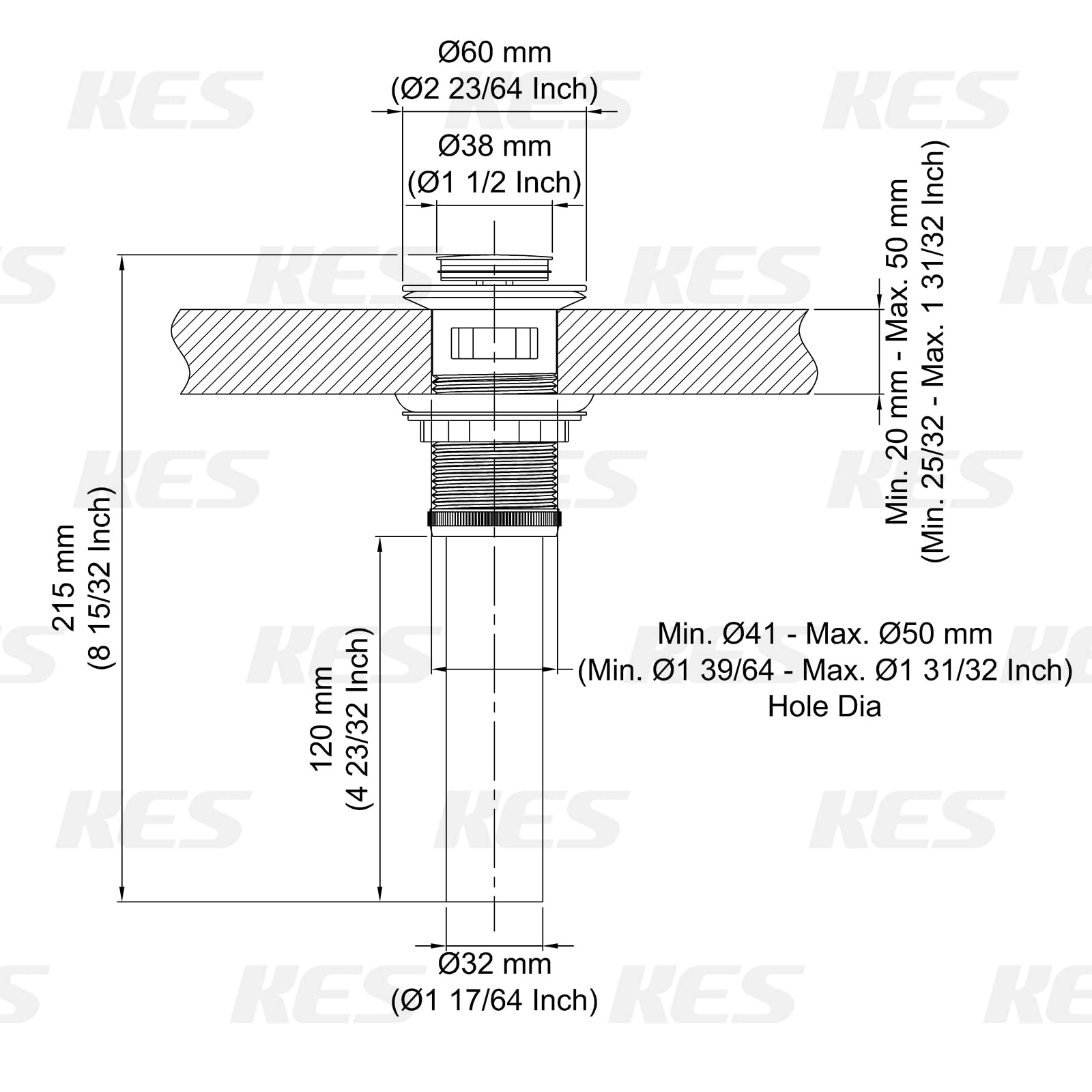 KES Bathroom Sink Drain with Overflow Pop Up Drain Assembly Vessel Sink Stopper Matt Black, S2007A-BK
