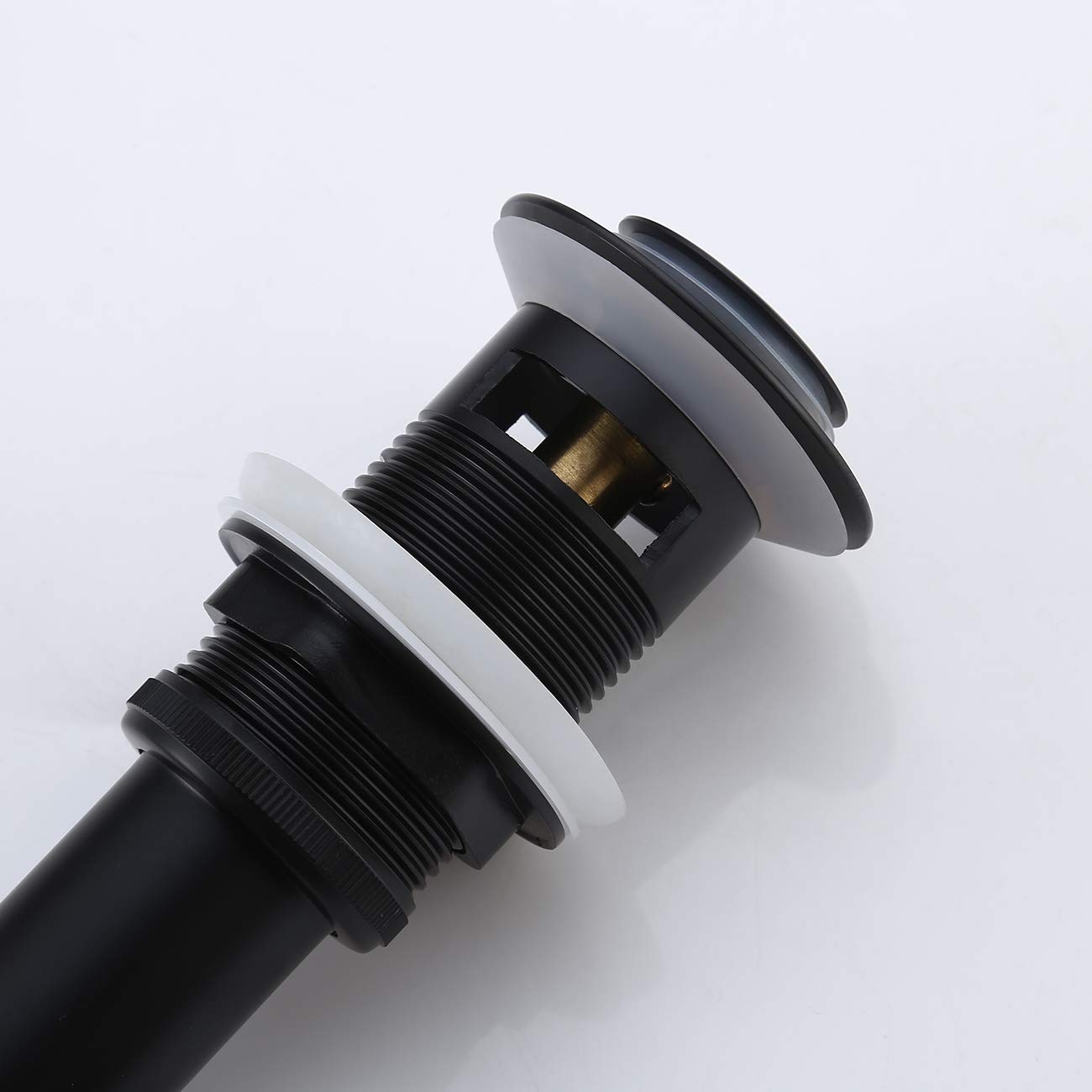 KES Bathroom Sink Drain with Overflow Pop Up Drain Assembly Vessel Sink Stopper Matt Black, S2007A-BK