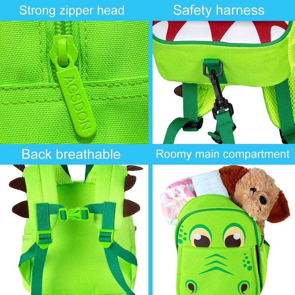 gxtvo Toddler Backpack Leash, 9.5" Kids Dinosaur Safety Leashes Bookbag for Boys Children
