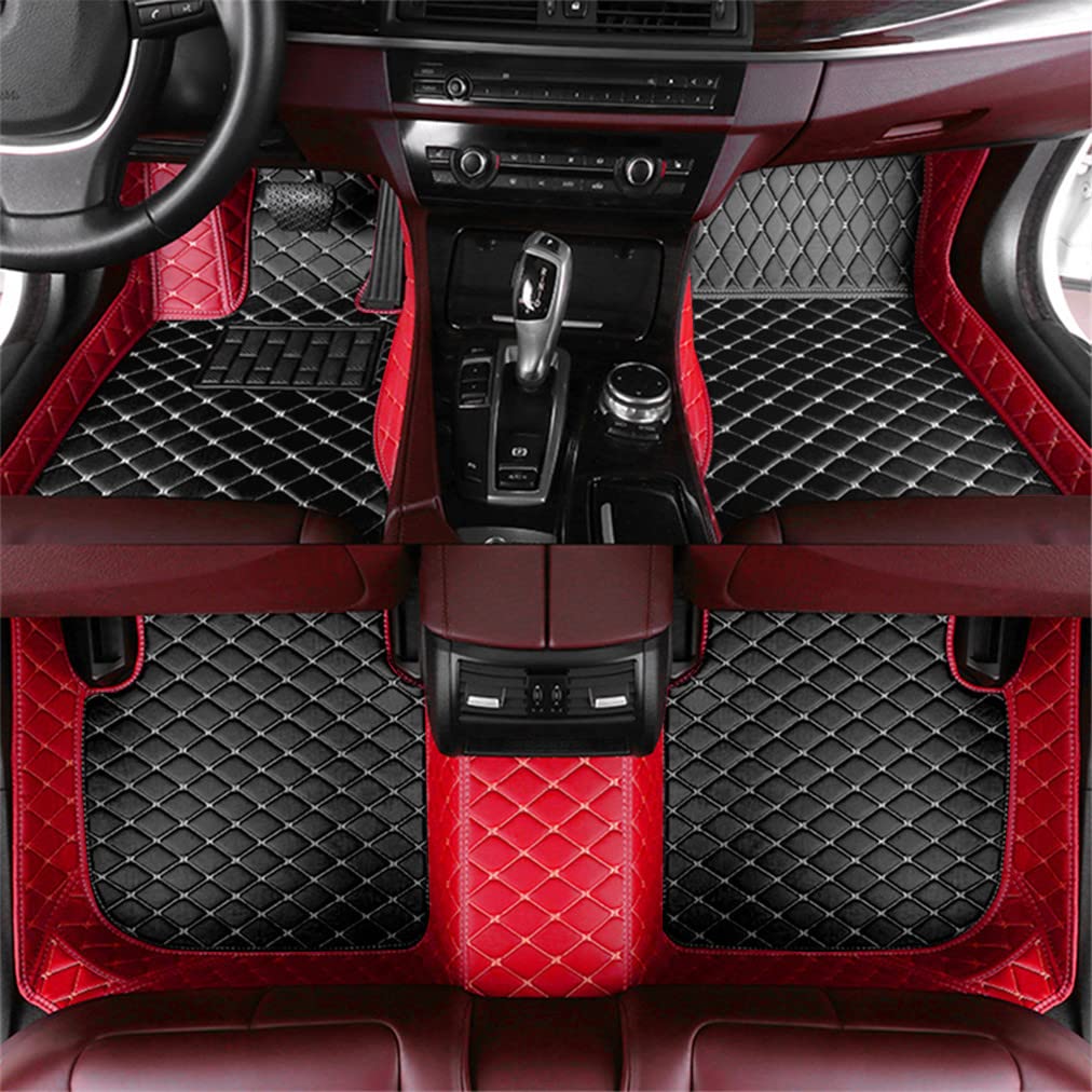 Car Floor Mats for Dodge Journey 7seat 2009-2017,Leather Luxury Floor Liner All Weather Protection Carpet,red and Black