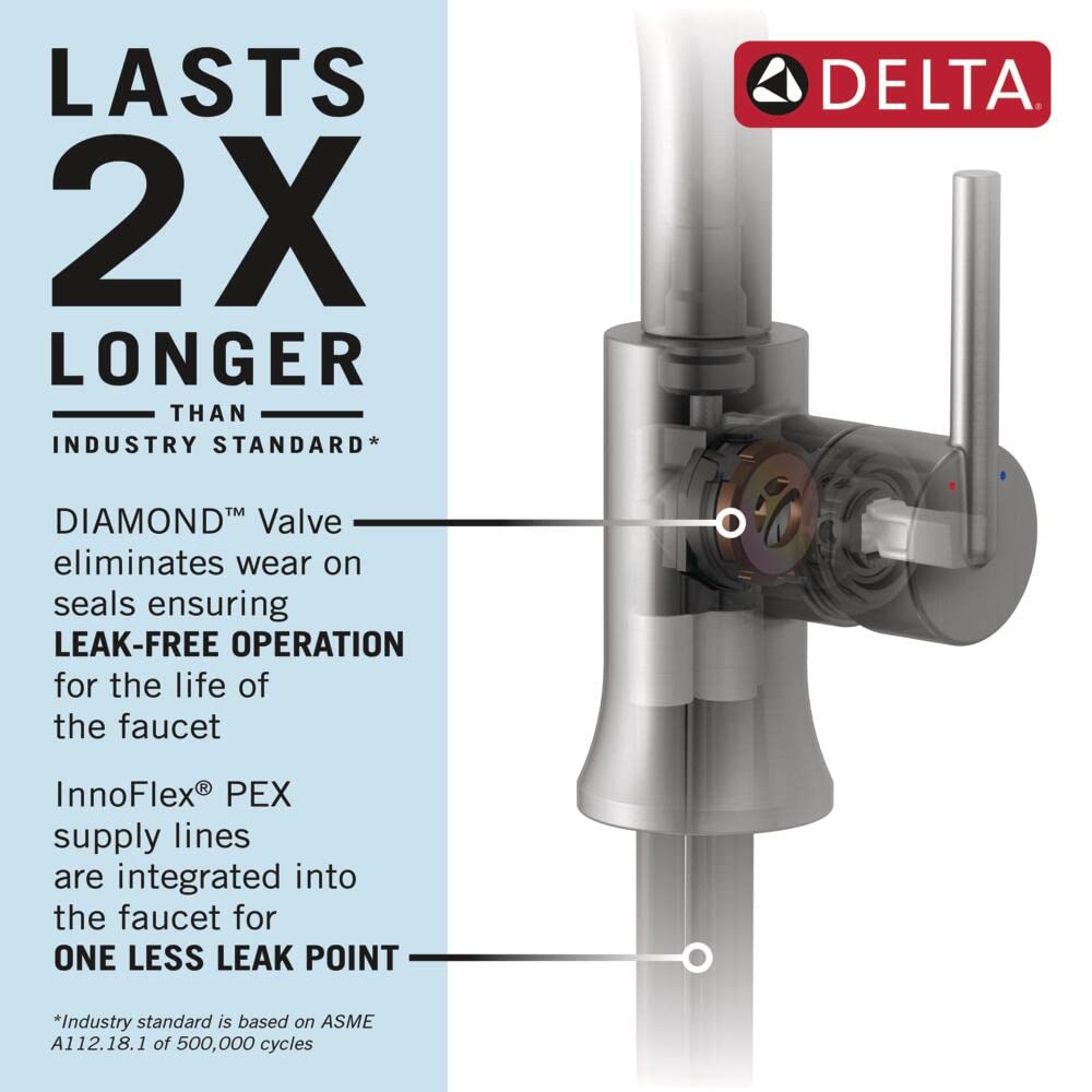 Delta Faucet Trinsic Single Hole Bathroom Faucet, Gold Bathroom Sink Faucet, Single Handle Bathroom Faucet, Diamond Seal Technology, Drain Assembly, Champagne Bronze 559HAR-CZ-DST