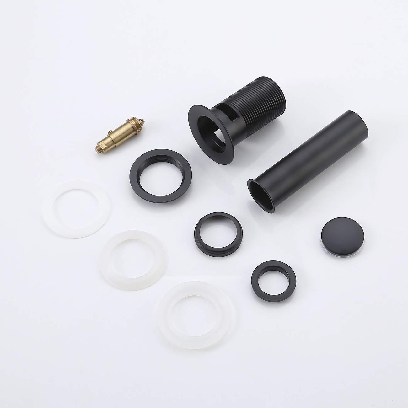 KES Bathroom Sink Drain with Overflow Pop Up Drain Assembly Vessel Sink Stopper Matt Black, S2007A-BK
