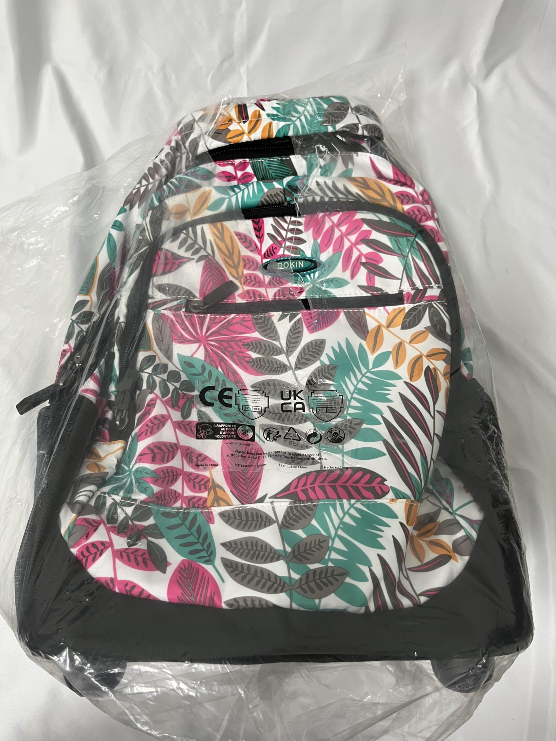2022 Rolling Backpack for Kids Adults, 18" Waterproof Backpack with Wheels for Girls Boys, Roller Bookbags for School Travel, Age 7+, White Flower