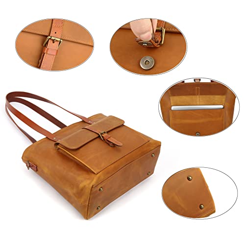 Top Handle Crossbody Purse Genuine Leather Shoulder Bag Work Totes for Women Purse Handbag with Back Zipper Pocket Large F031 (FB031)…