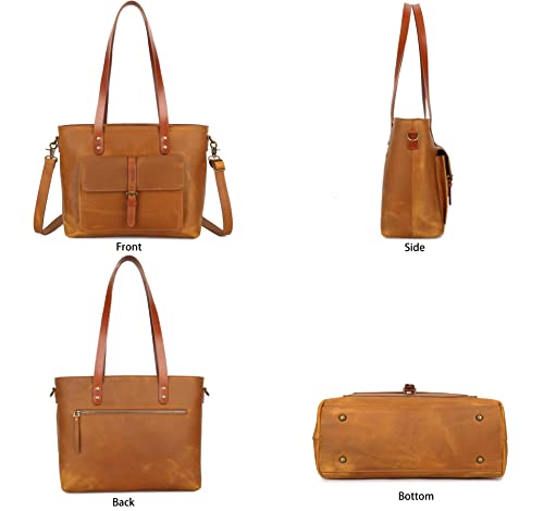 Top Handle Crossbody Purse Genuine Leather Shoulder Bag Work Totes for Women Purse Handbag with Back Zipper Pocket Large F031 (FB031)…